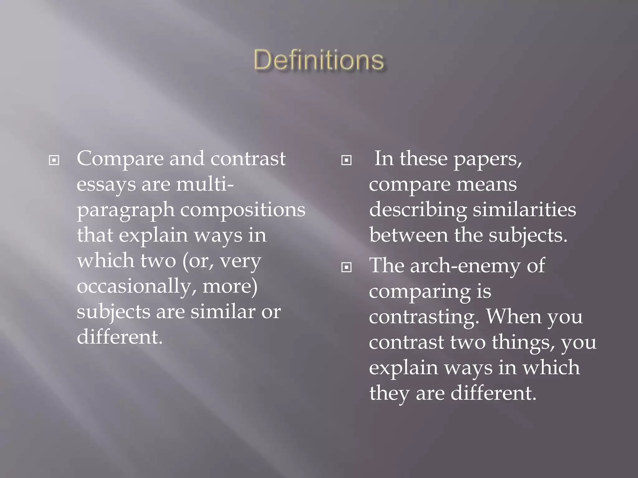 comparison and contrast | PPTX