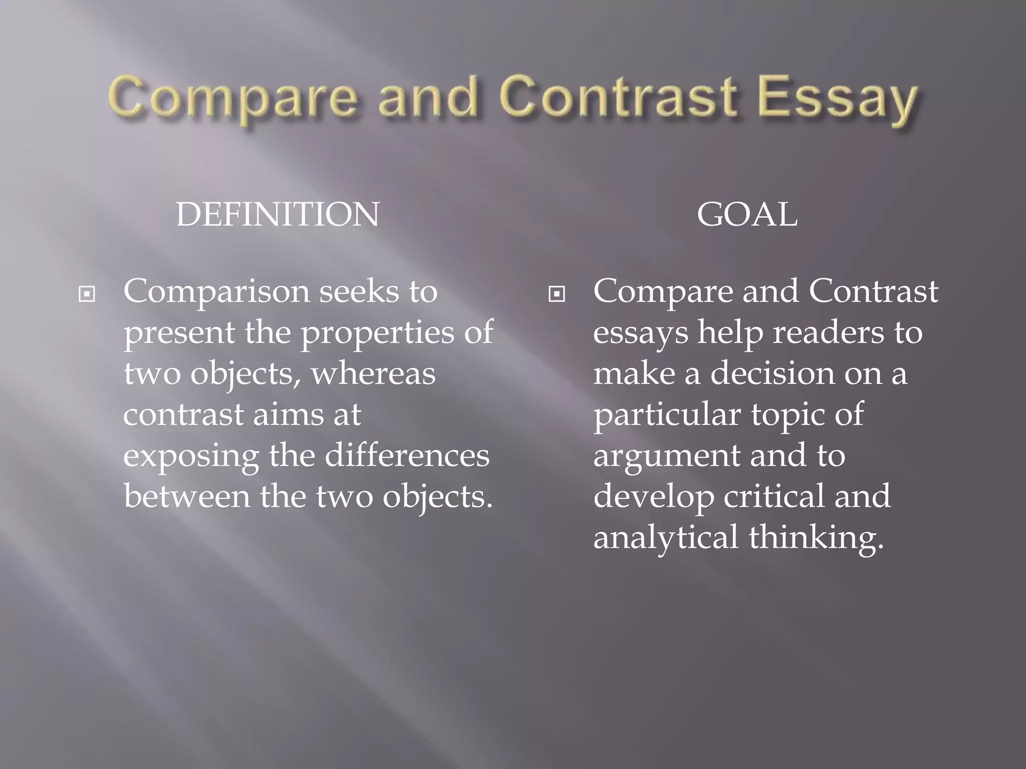 comparison and contrast | PPTX