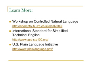 Choosing the English That’s Right for You: Simplified Technical English and Other Controlled ...