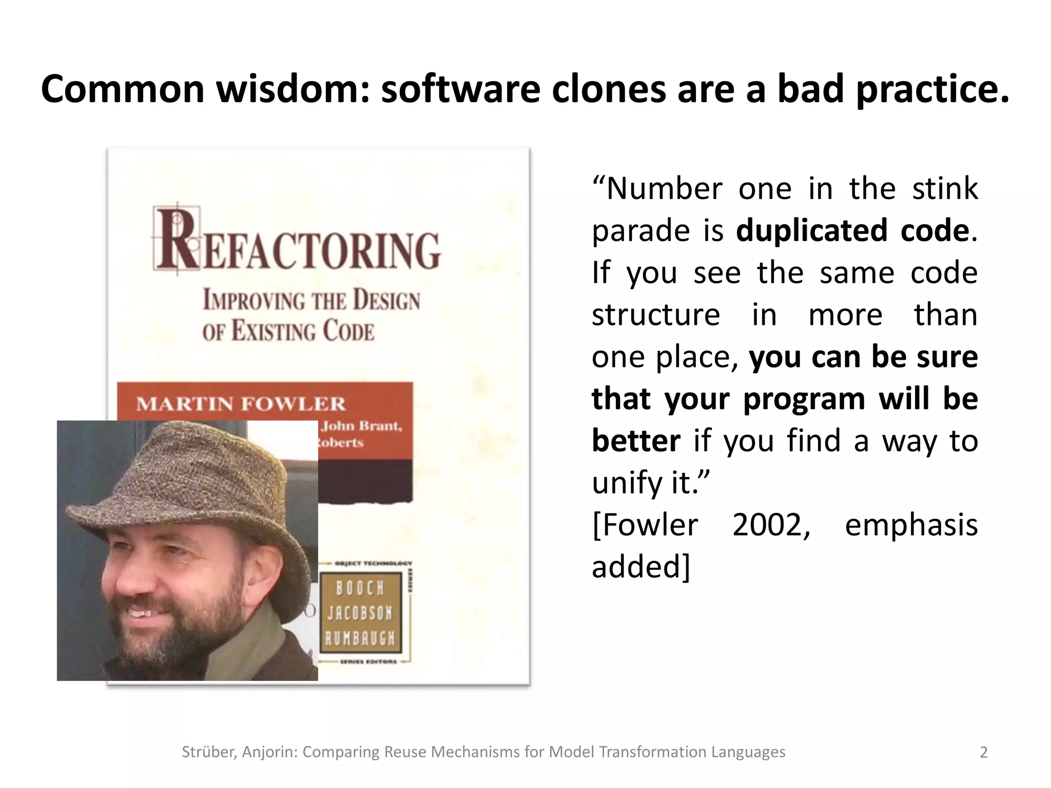 Comparing Reuse Mechanisms for Model Transformation Languages: Design for an Empirical Study ...