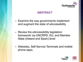 Legal Framework and Related Results on eAccessibility: A Legislation ...