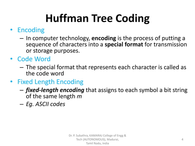 Huffman tree coding greedy approach | PPT
