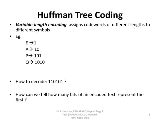 Huffman Tree Coding Greedy Approach Ppt 