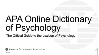 Hughes APA Online Dictionary of Psychology | PPTX