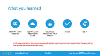 Deploying a static website on Azure for $5 / month | PPTX