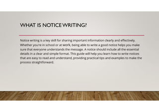 NOTICE WRITING POWER POINT CLASS FOR SEVENTH | PDF