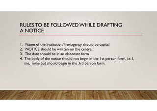 NOTICE WRITING POWER POINT CLASS FOR SEVENTH | PDF