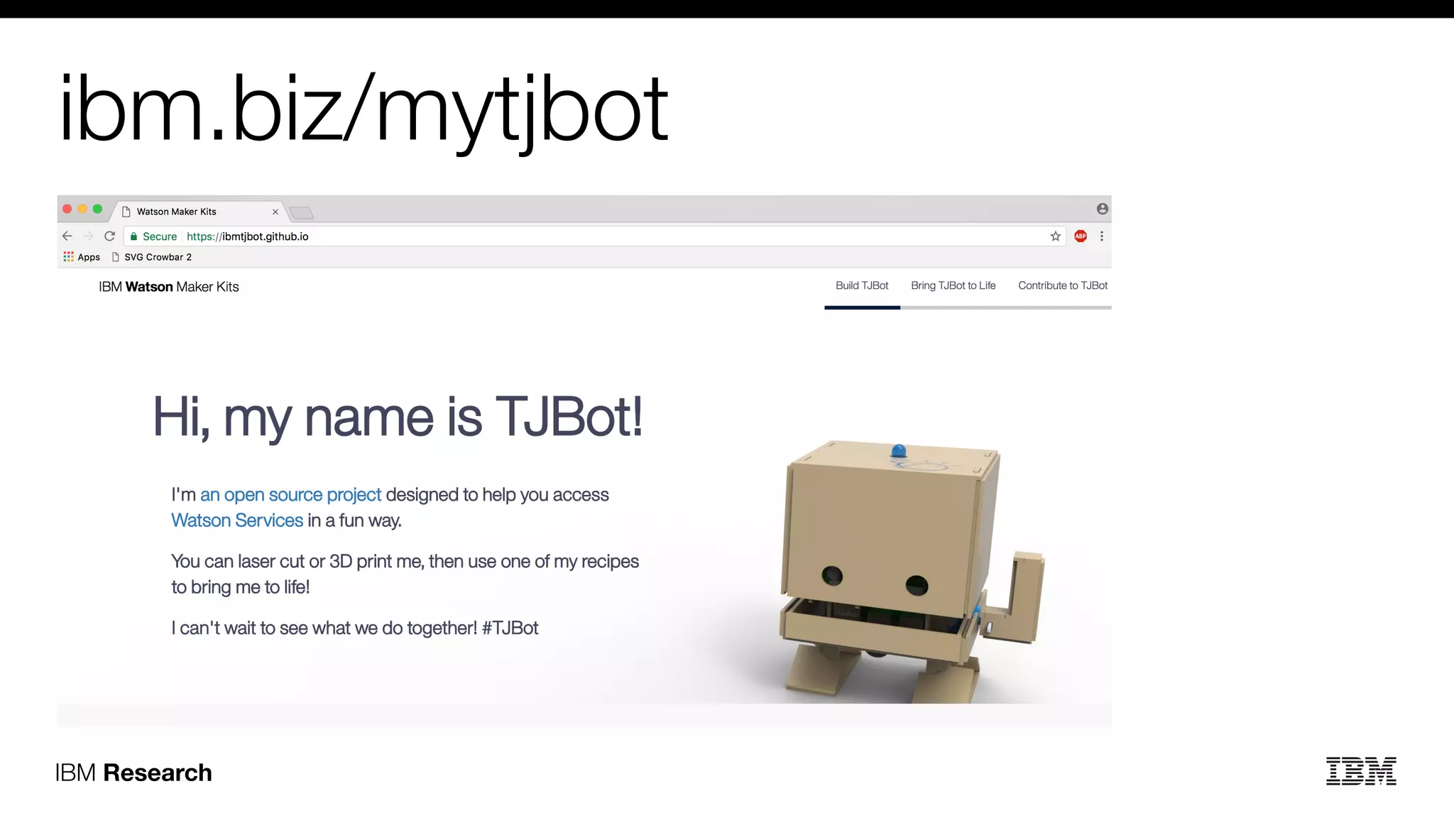 Embedding Intelligence in Everyday Objects with TJBot | PPT