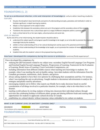 Hui ling 201504-professional competency-self_evaluation | PDF