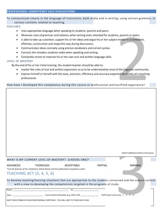Hui ling 201504-professional competency-self_evaluation | PDF