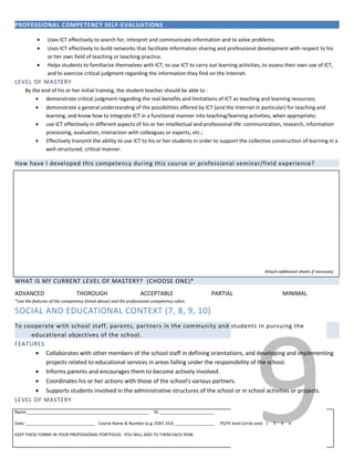 Hui ling 201504-professional competency-self_evaluation | PDF