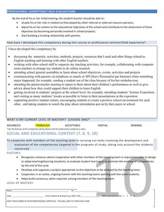 Hui ling 201504-professional competency-self_evaluation | PDF