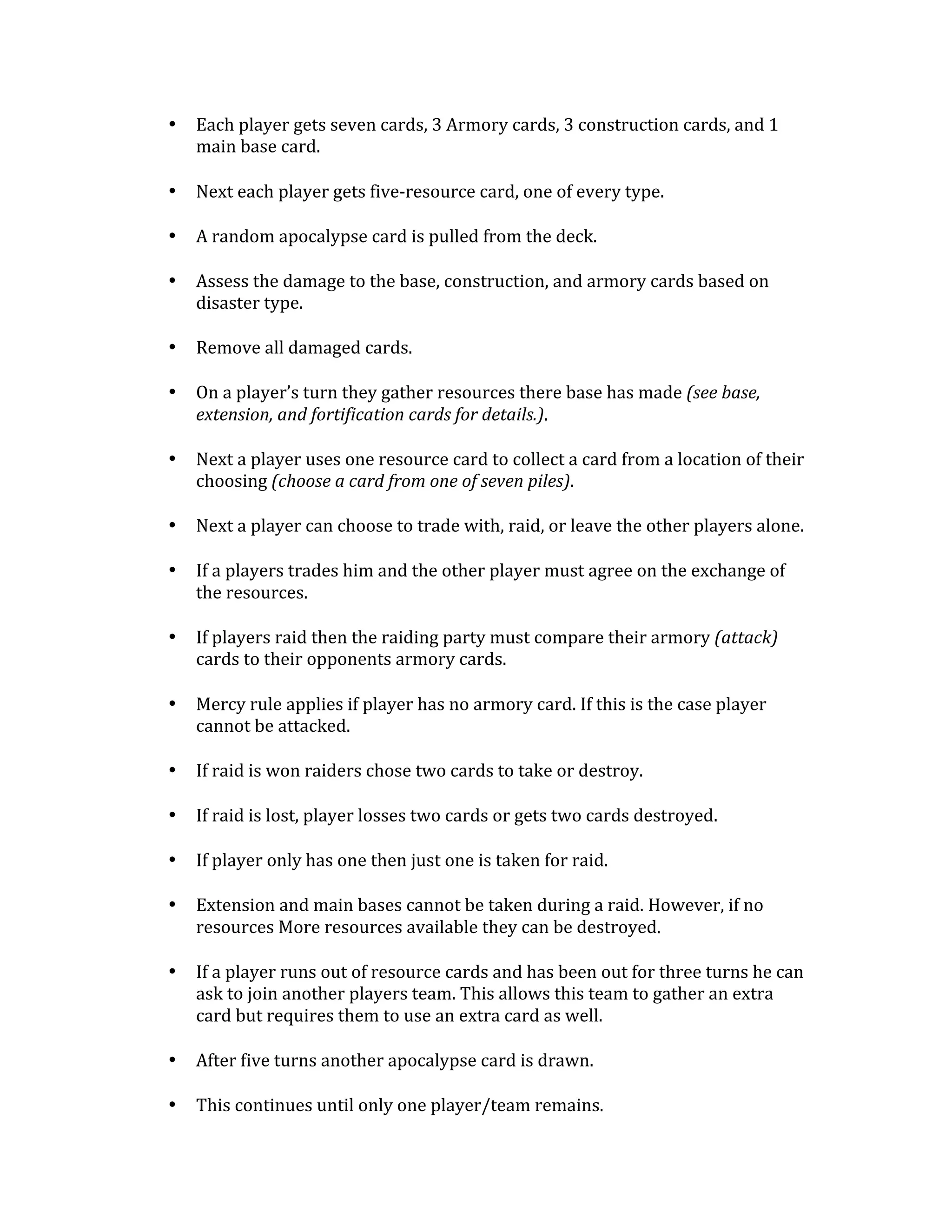 Apocalypse Survival: The Card Game | PDF