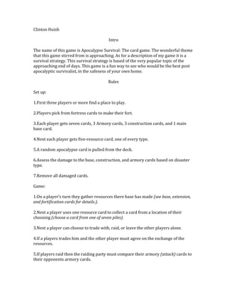 Apocalypse Survival: The Card Game | PDF