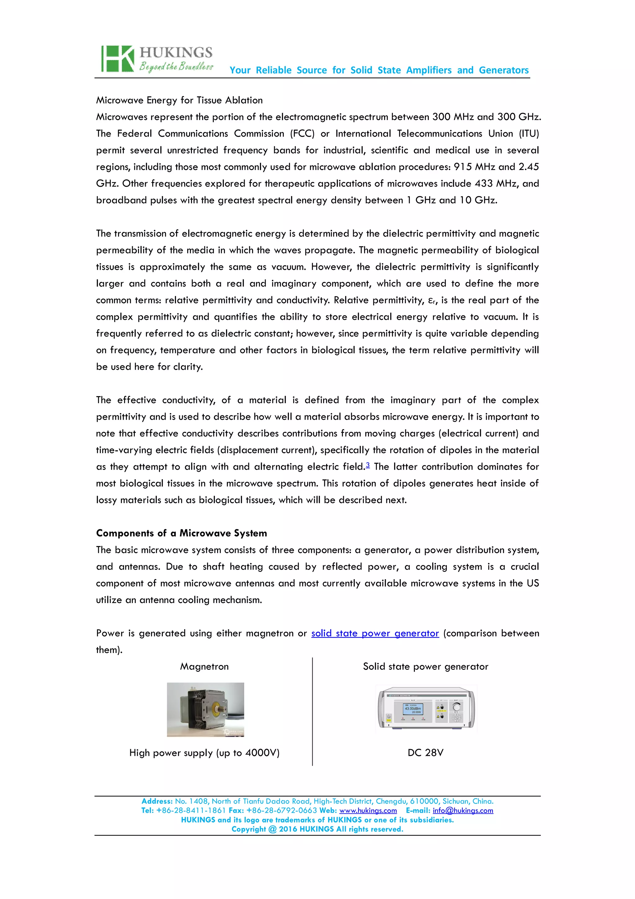 Hukings solid state microwave tissue & tumor ablation system therapy ...
