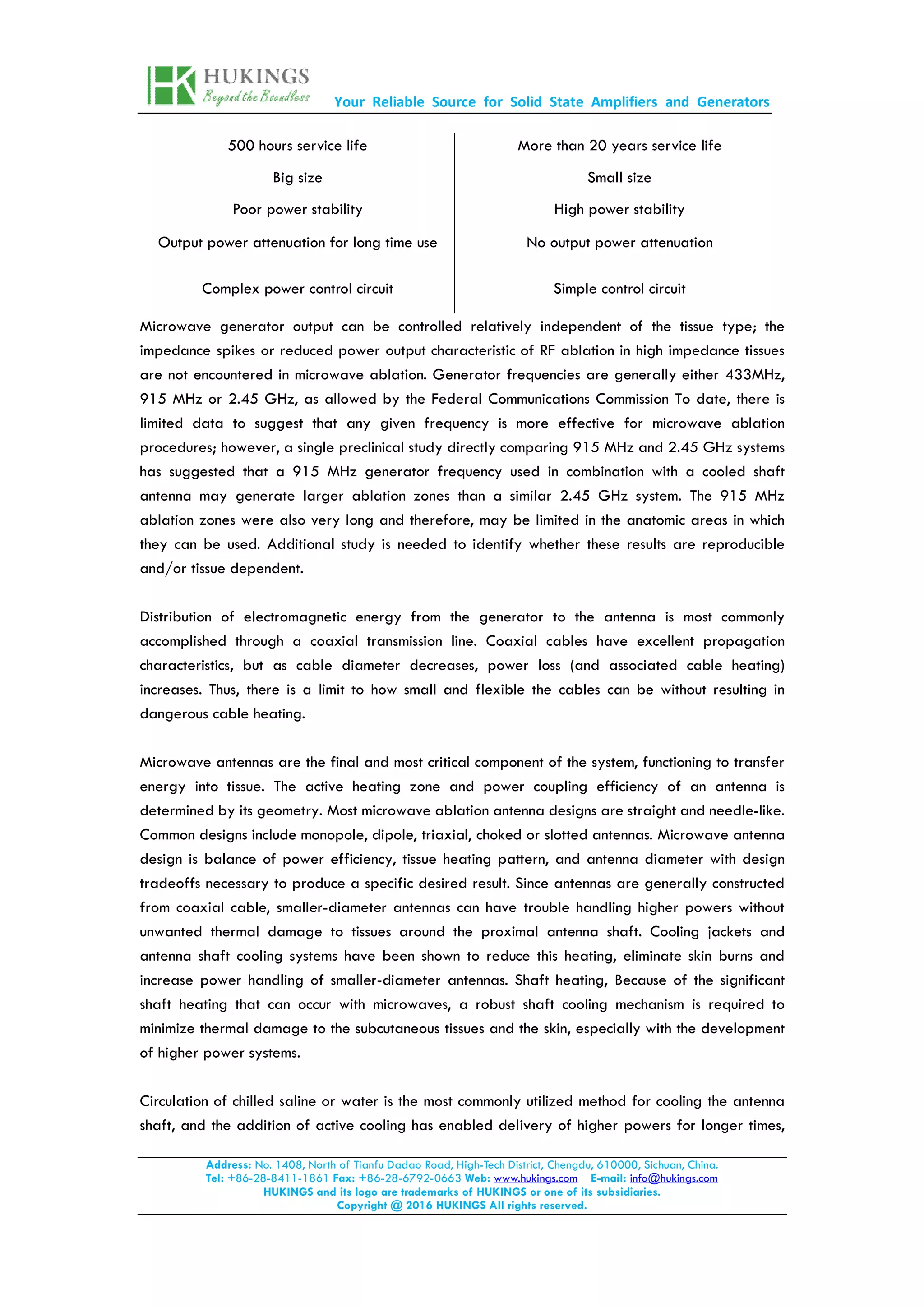 Hukings solid state microwave tissue & tumor ablation system therapy solution | PDF