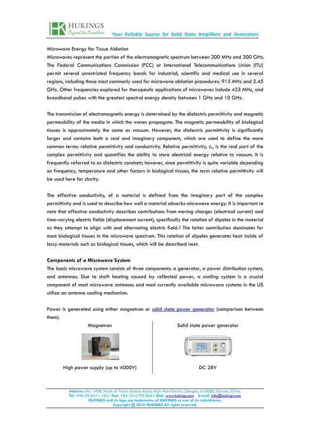 Hukings solid state microwave tissue & tumor ablation system therapy solution | PDF | Physics ...