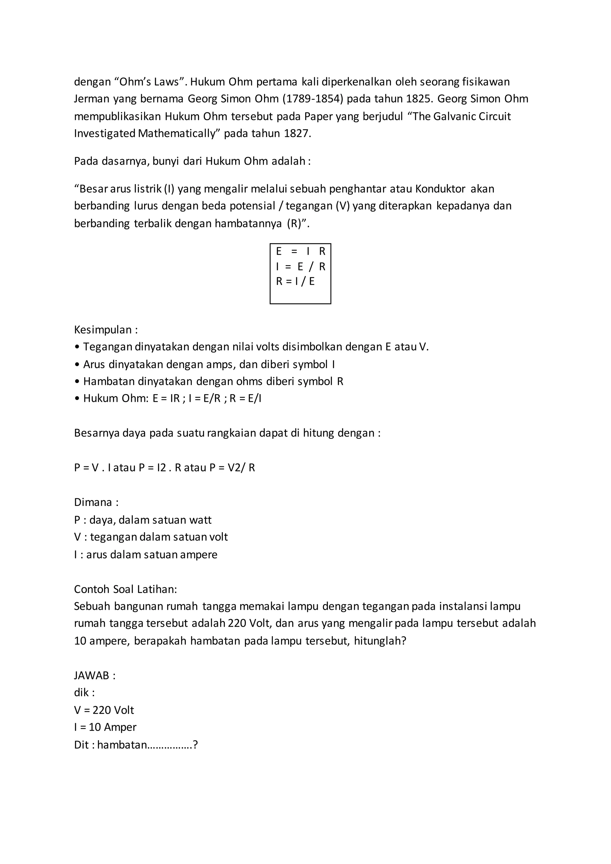 Hukum - hukum rangkaian elekronika | DOCX