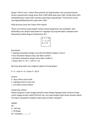 Hukum - hukum rangkaian elekronika | DOCX