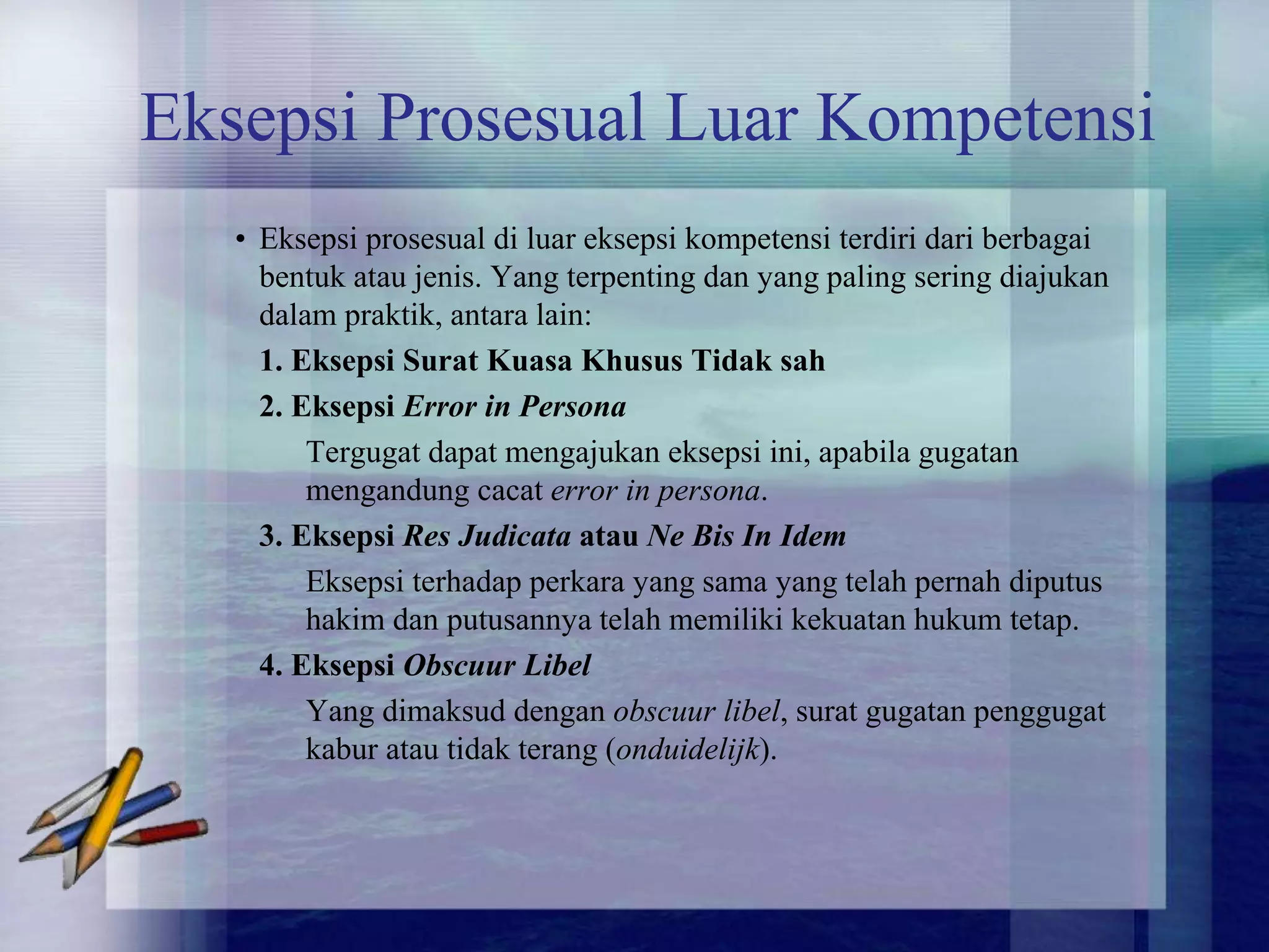 Hukum acara perdata - Jawaban tergugat, eksepsi, dan rekonvensi (Idik ...