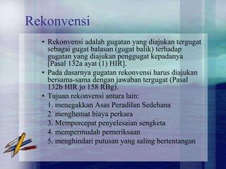 Hukum acara perdata - Jawaban tergugat, eksepsi, dan rekonvensi (Idik Saeful Bahri) | PPTX