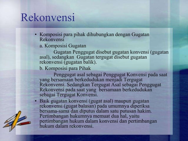 Hukum acara perdata - Jawaban tergugat, eksepsi, dan rekonvensi (Idik ...