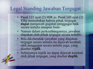 Hukum acara perdata - Jawaban tergugat, eksepsi, dan rekonvensi (Idik ...