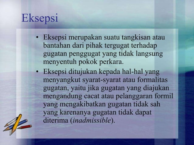 Hukum acara perdata - Jawaban tergugat, eksepsi, dan rekonvensi (Idik ...