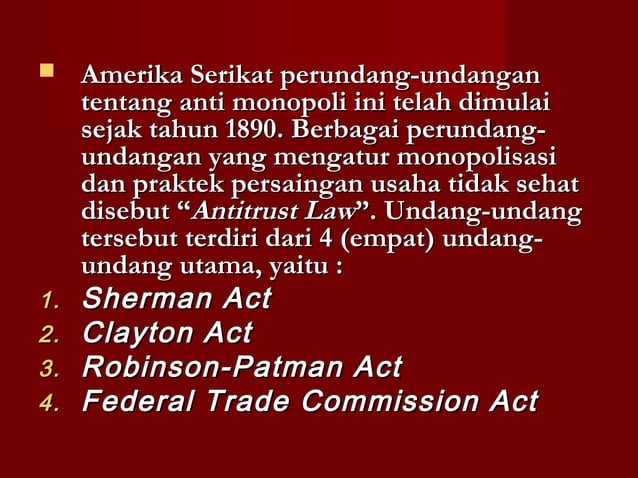 Hukum anti monopoli dan persaingan usaha tidak sehat copy | PPT