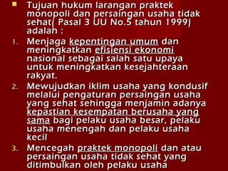 Hukum anti monopoli dan persaingan usaha tidak sehat copy | PPT