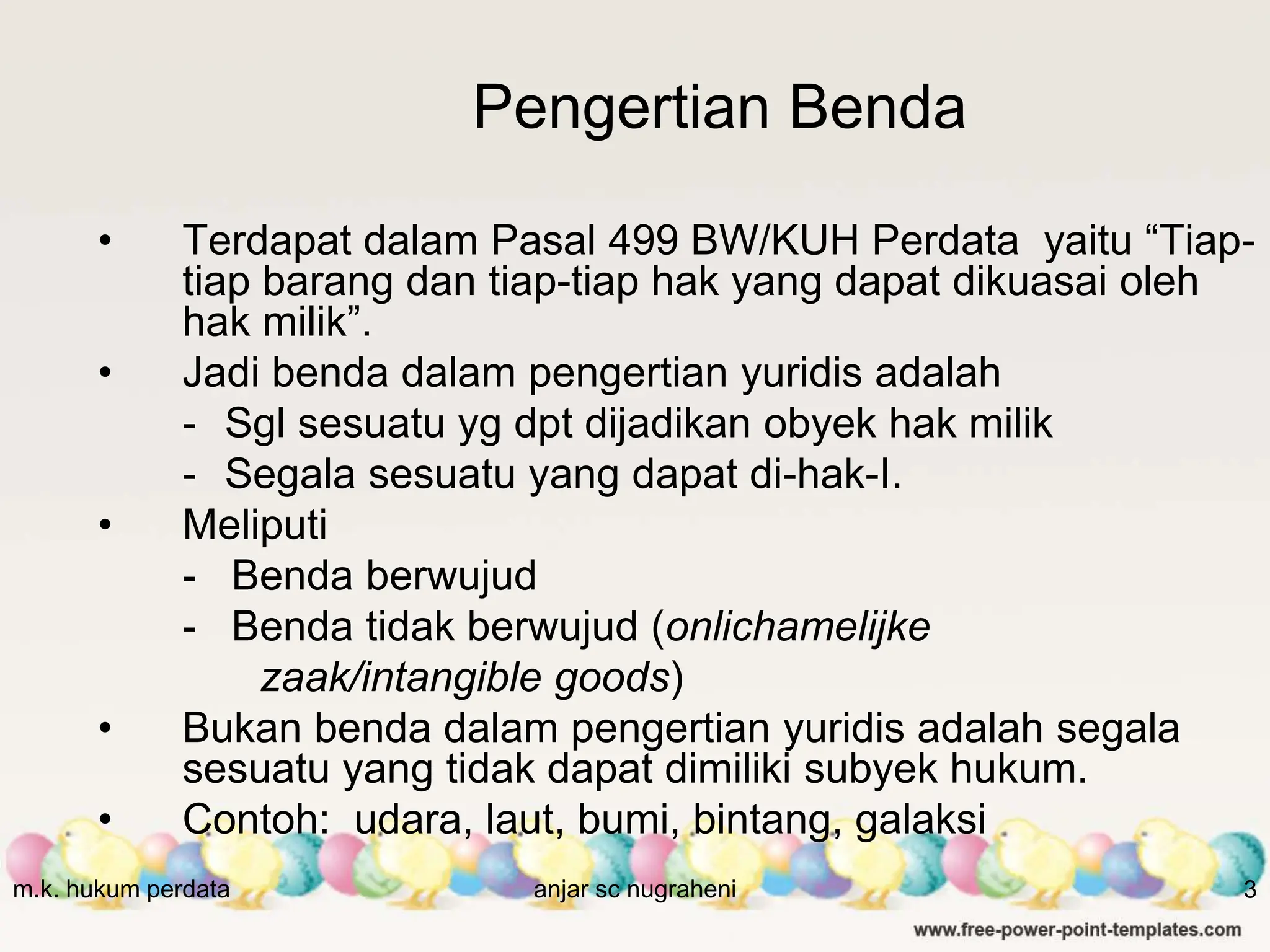 Hukum Benda semster 3 universitas tebuka.ppt