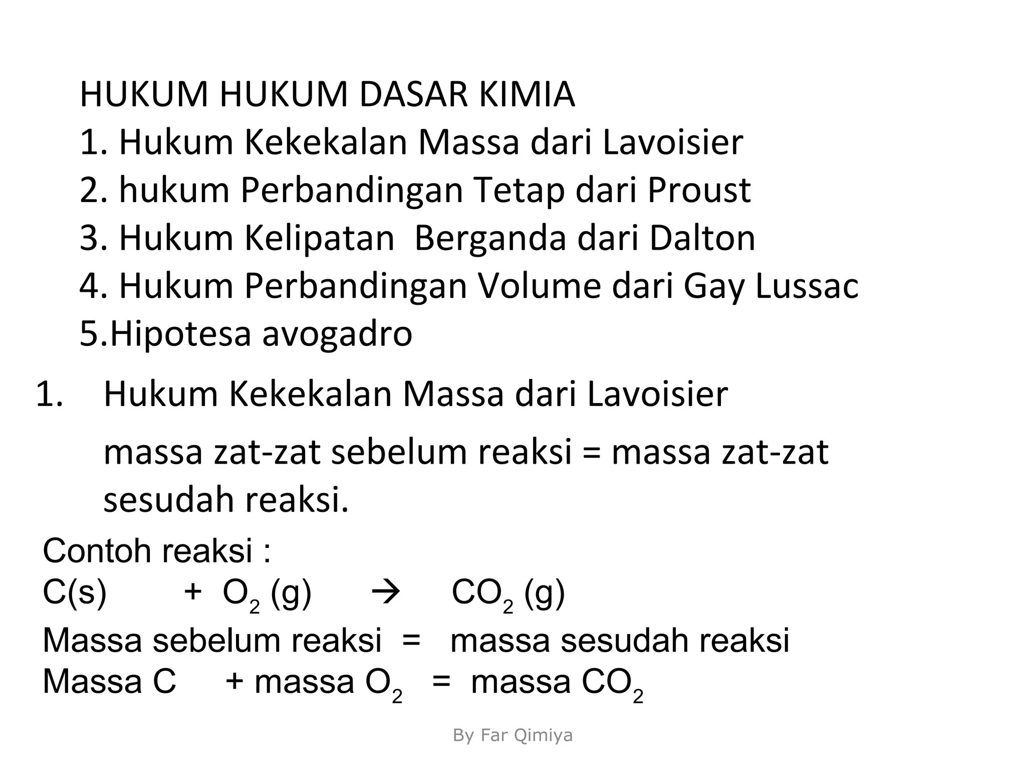 Hukum dasar kimia by pak farid | PPT