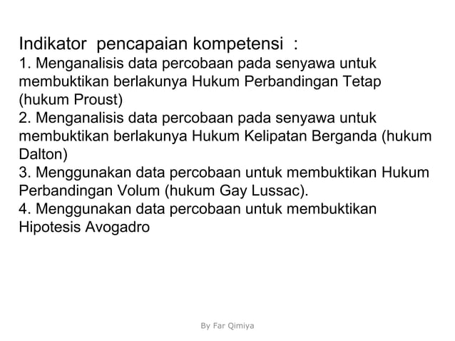 Hukum Dasar Kimia By Pak Farid Ppt