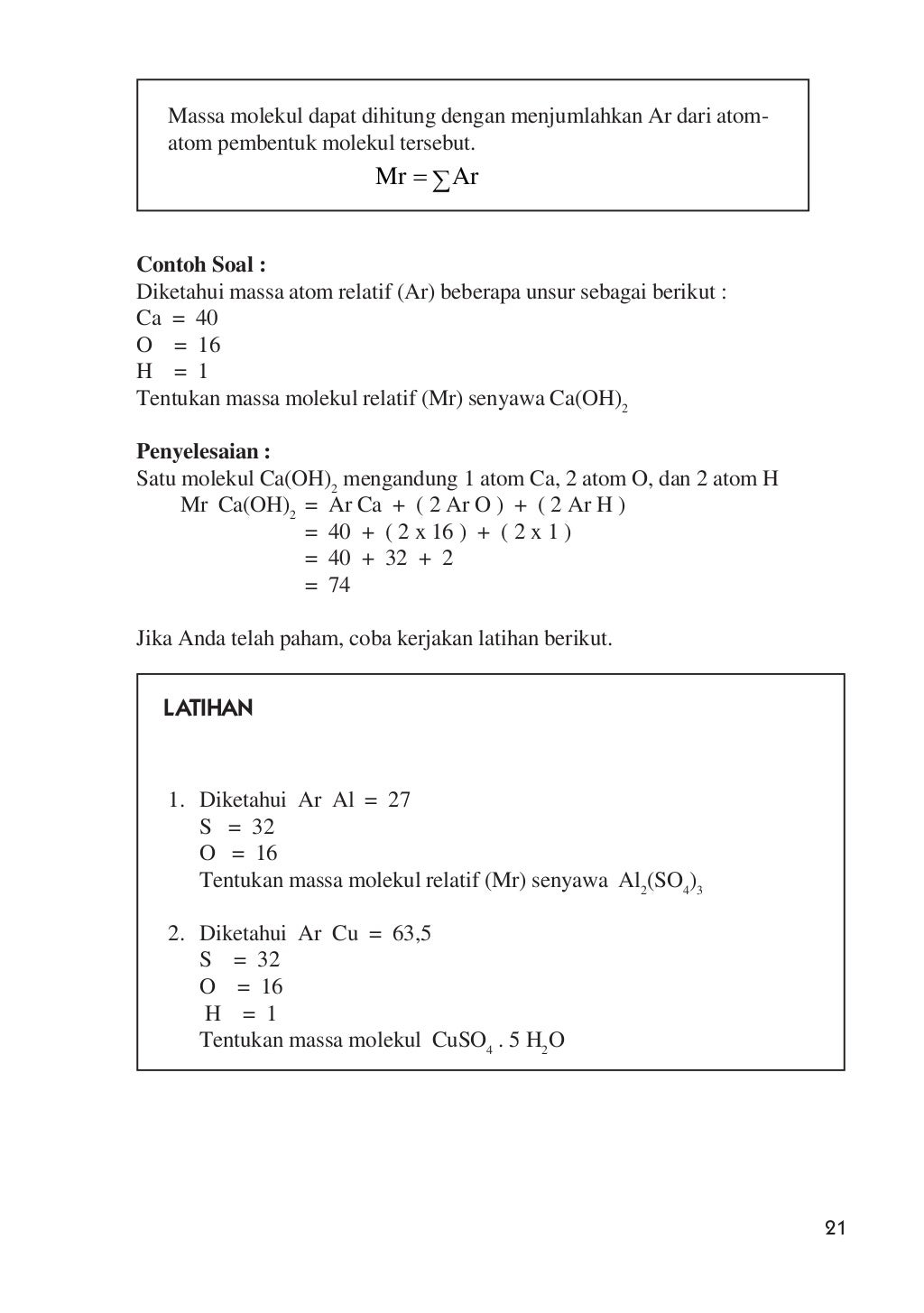 Hukum dasar kimia dan perhitungan kimia