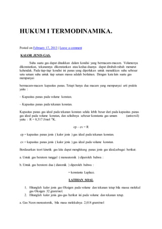 Hukum i termodinamika | PDF