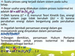 Hukum 1 thermodinamika pada beberapa proses thermodinamika | PPTX