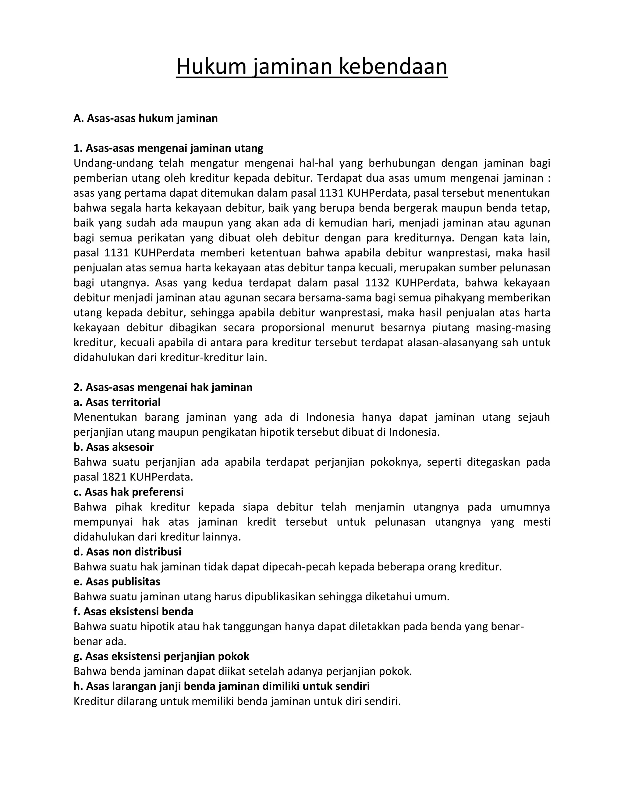 Hukum Jaminan Kebendaan | DOCX