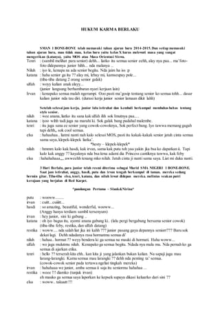 Naskah Drama Hukum Karma Berlaku | DOCX