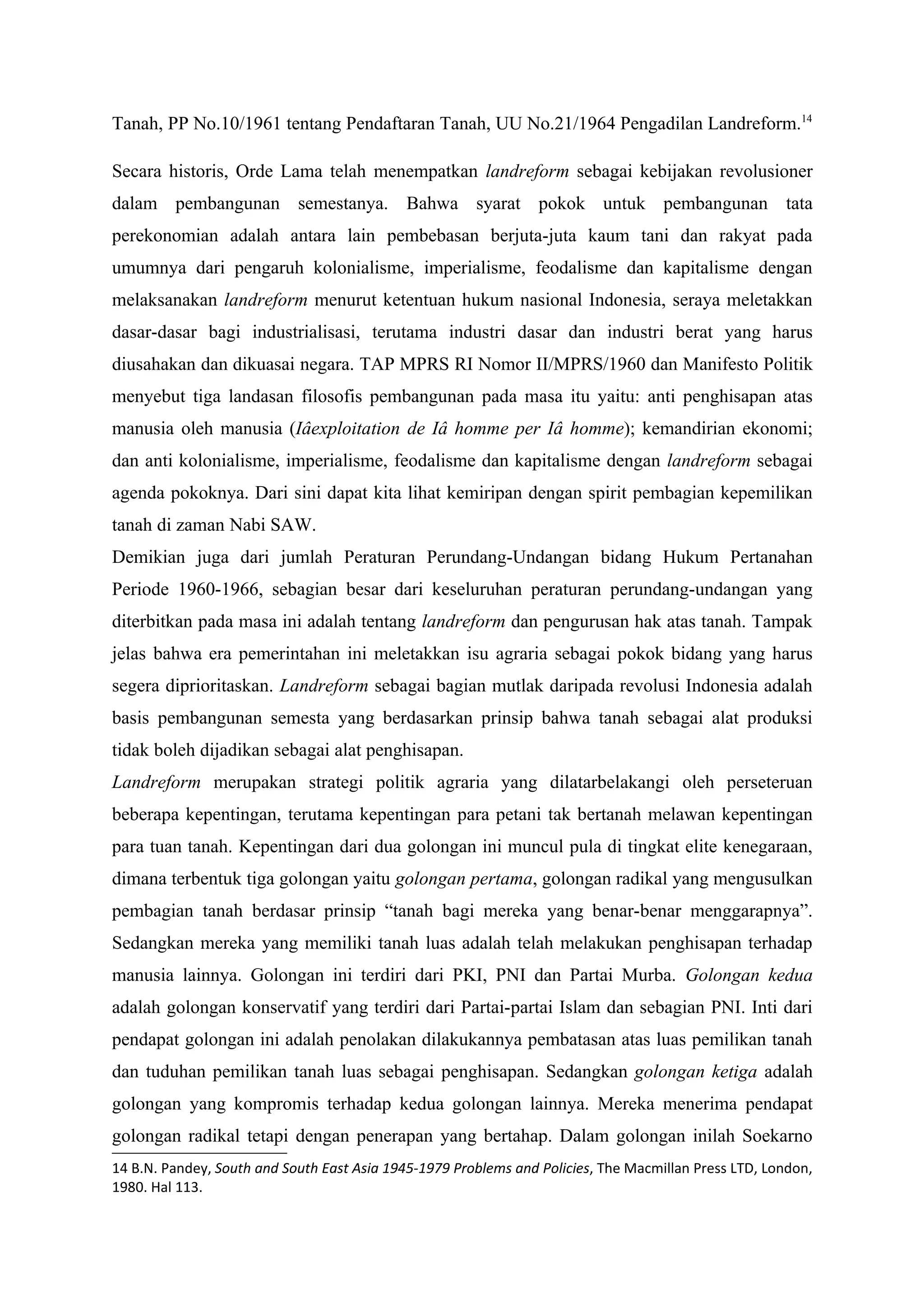 Hukum kepemilikan tanah dari nabi hingga sby | RTF