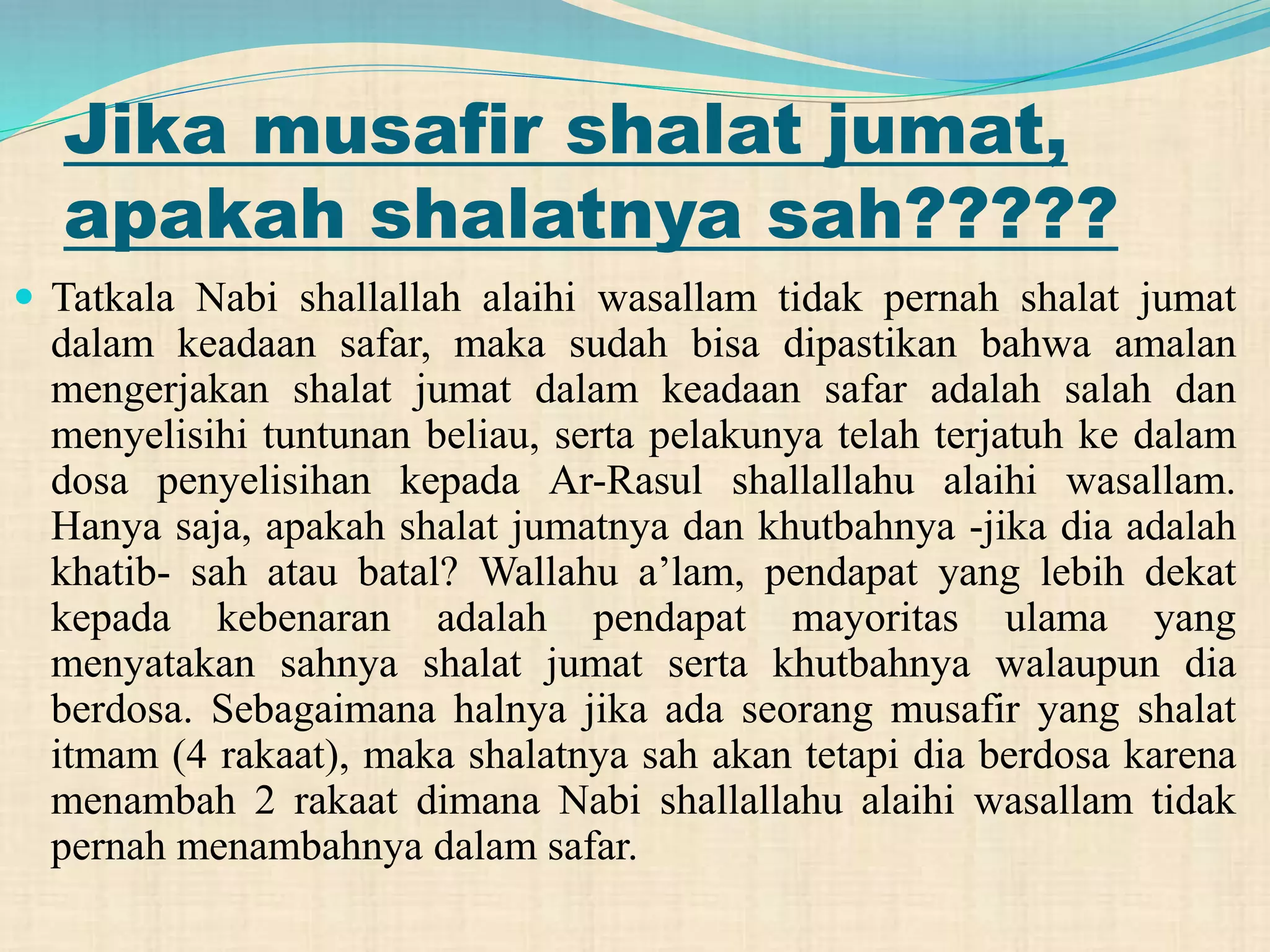 Hukum menjama’ shalat ashar dengan jum’at | PPSX