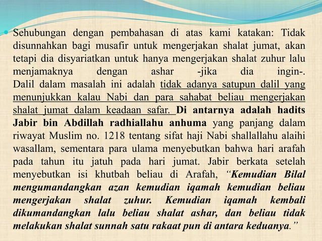 Hukum menjama’ shalat ashar dengan jum’at | PPT