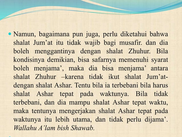 Hukum menjama’ shalat ashar dengan jum’at | PPT