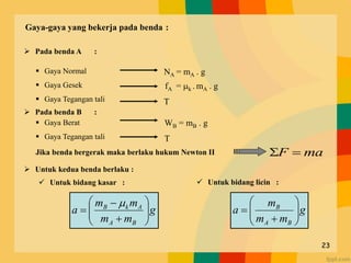hukum newton dan pembahasannya mengenai contoh | PPT
