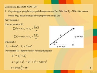 hukum newton dan pembahasannya mengenai contoh | PPT