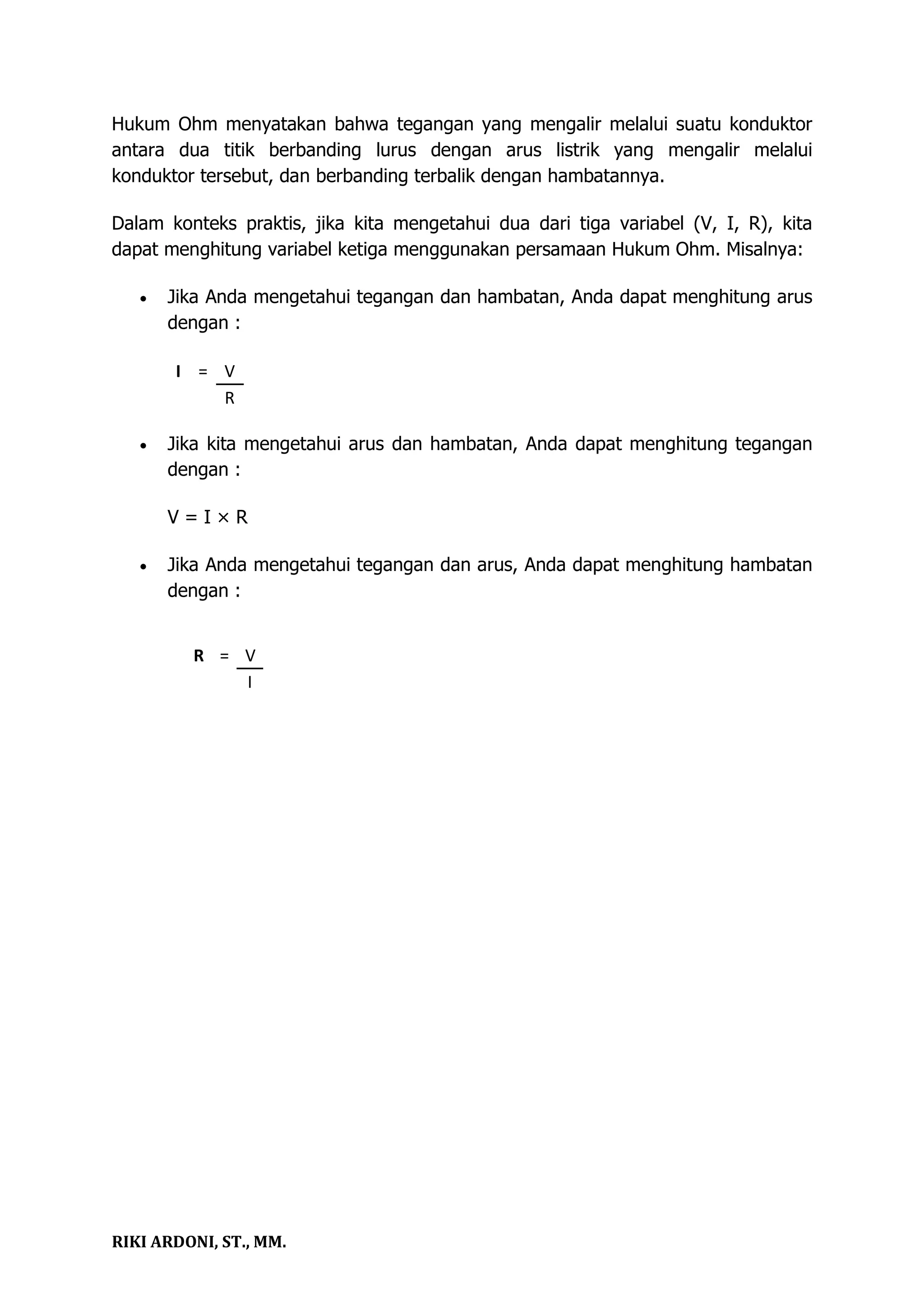 HUKUM OHM (Ohm’s Laws) - HAMBATAN LISTRIK PARALEL & SERI.pdf