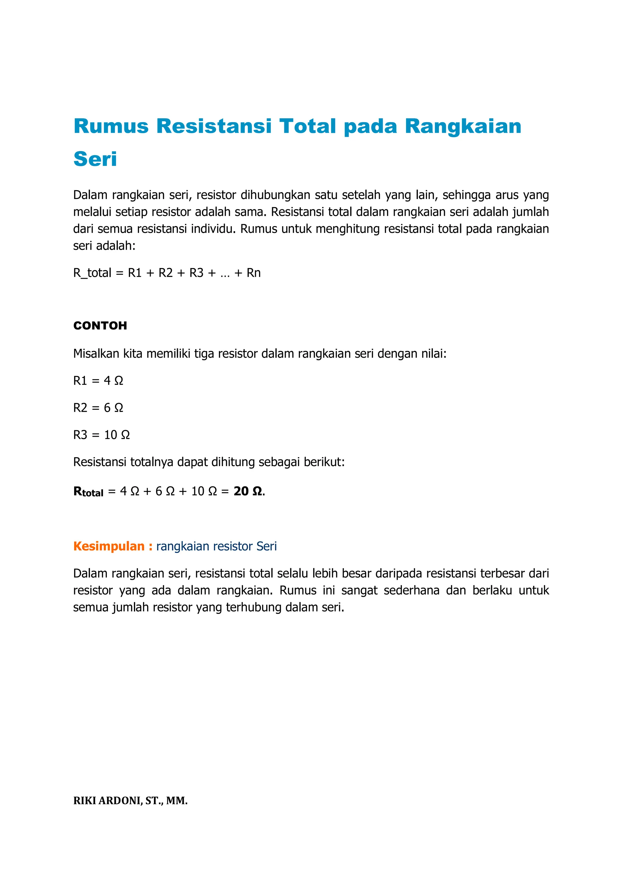 HUKUM OHM (Ohm’s Laws) - HAMBATAN LISTRIK PARALEL & SERI.pdf