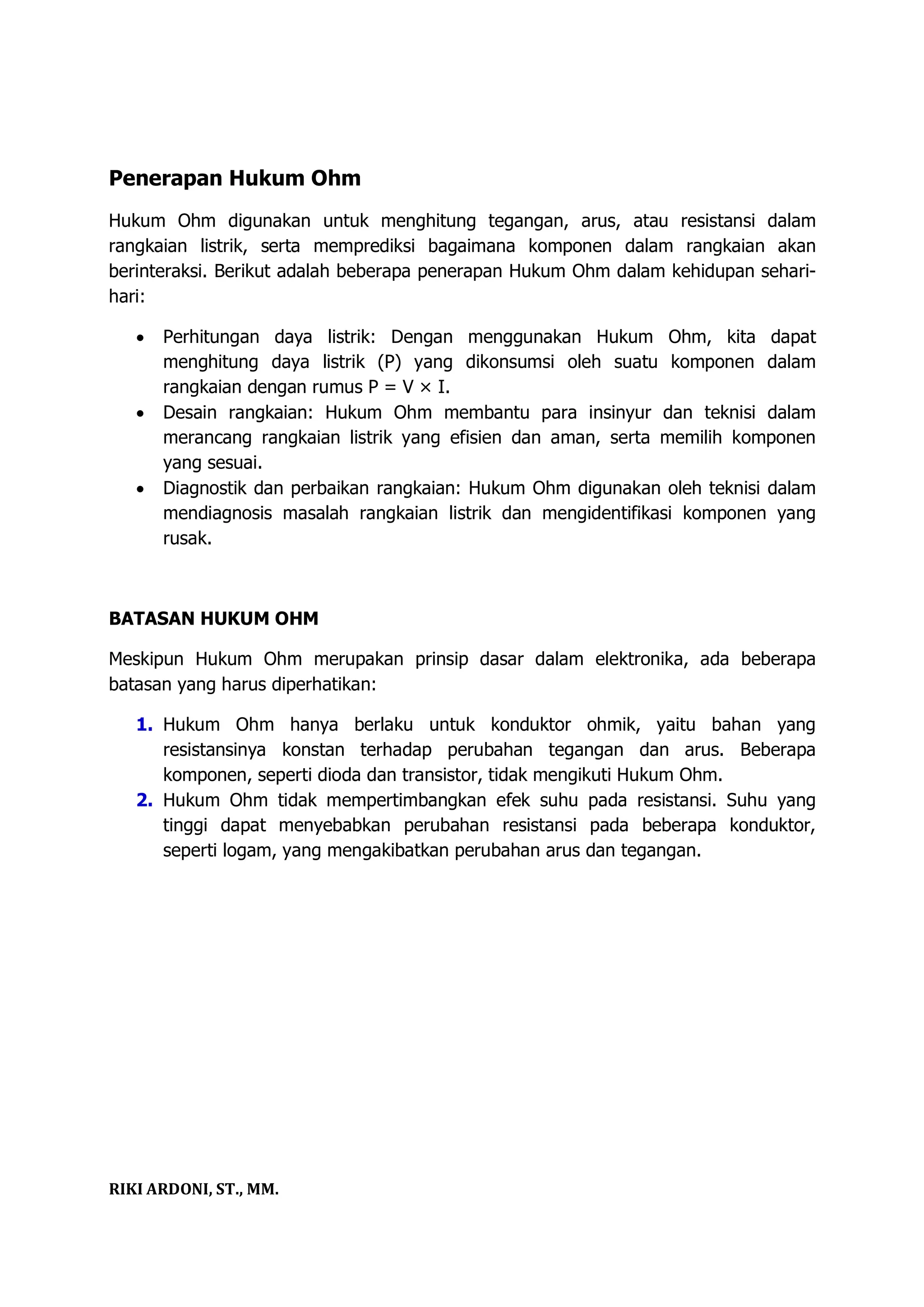 HUKUM OHM (Ohm’s Laws) - HAMBATAN LISTRIK PARALEL & SERI.pdf