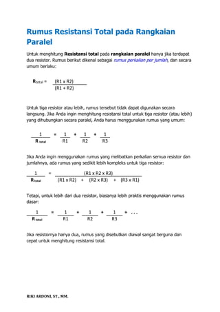 HUKUM OHM (Ohm’s Laws) - HAMBATAN LISTRIK PARALEL & SERI.pdf