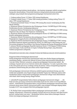 Hukum perdagangan internasional | DOCX