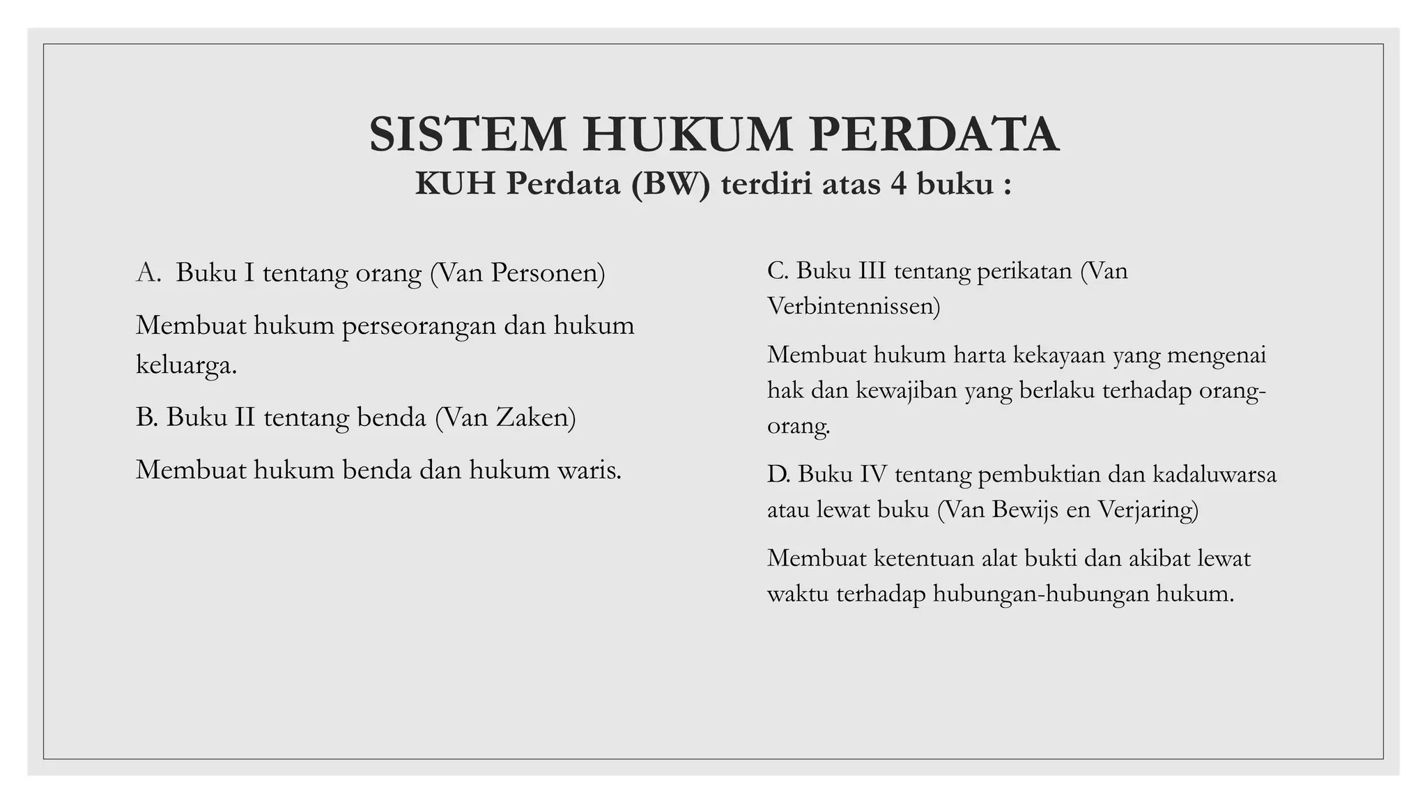 HUKUM PERDATA di Indonesia (dasar-dasar Hukum Perdata) | PPTX